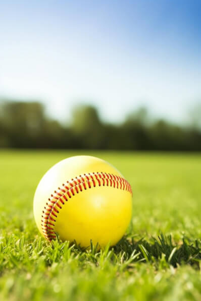 Download Yellow Softball on Grass Backgrounds Online - Creative Fabrica