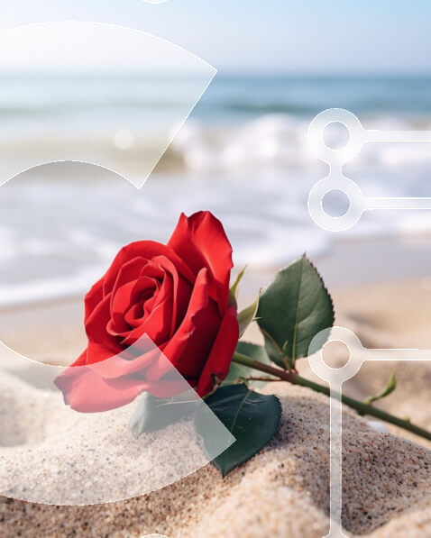 Romantic Red Rose on Beach stock photo | Creative Fabrica