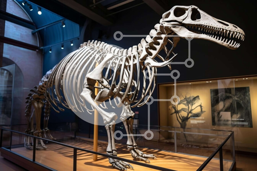 Vintage Dinosaur Skeleton Exhibit stock photo | Creative Fabrica