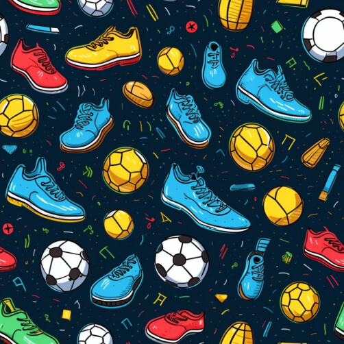 Download Colorful Sports Trophies and Equipment Pattern Patterns Online ...