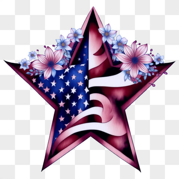 Download Decorative American Flag Star with Pink Flowers PNGs Online ...