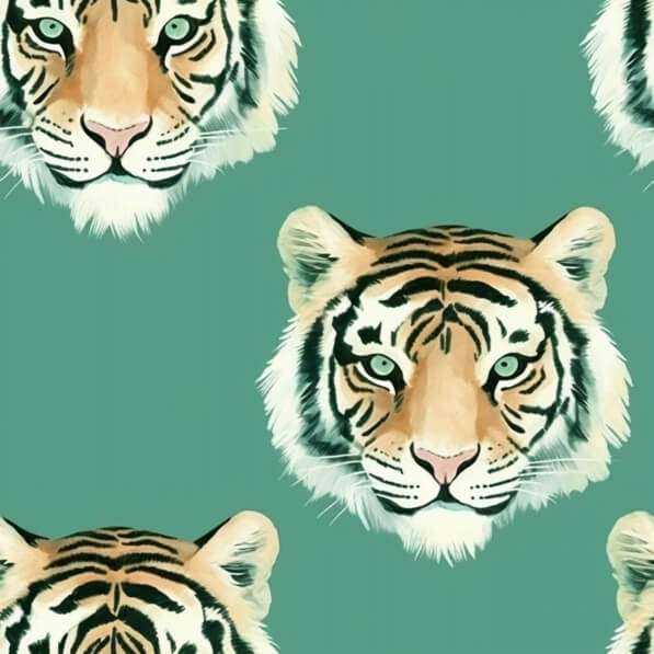 Download Seamless Tiger Head Pattern on Teal Background Patterns Online ...