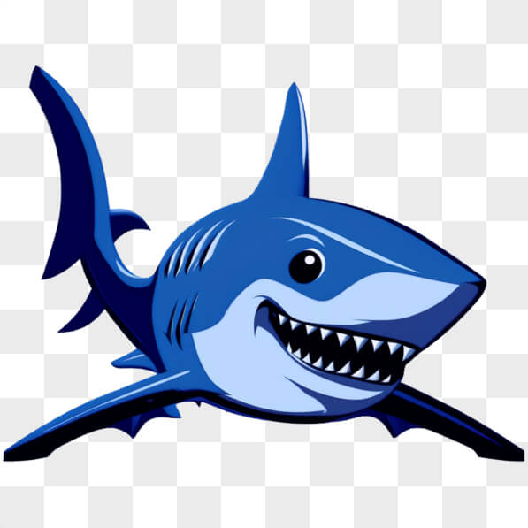 Download Smiling Blue Shark with Open Mouth PNGs Online - Creative Fabrica