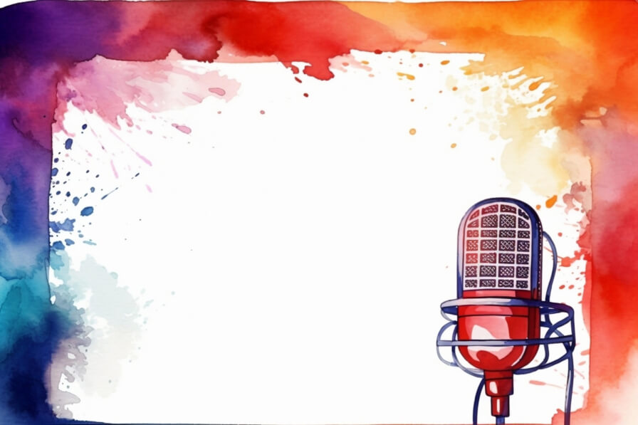 Download Colorful Watercolor Background with Abstract Red Microphone ...