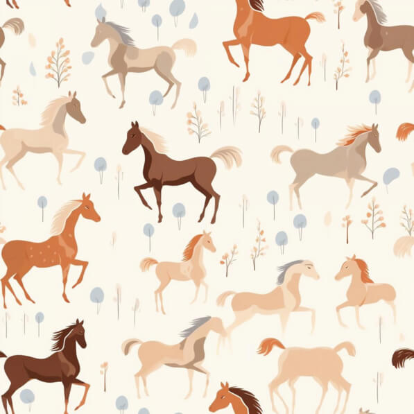 Download Seamless Pattern of Horses Running in a Forest Patterns Online ...