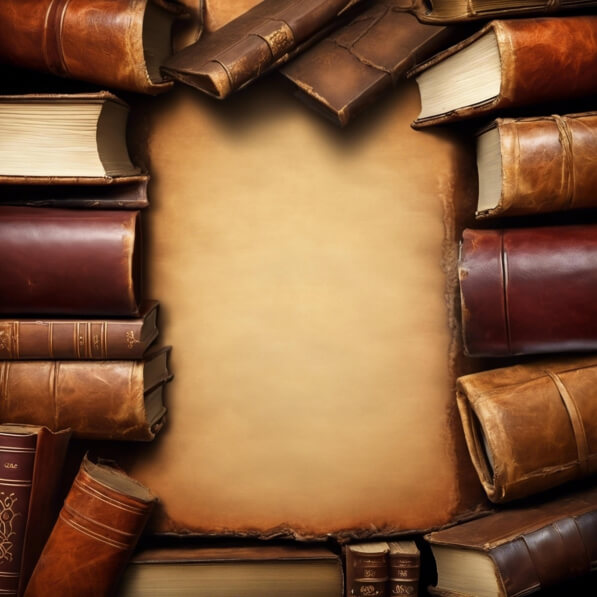 Download Circular Frame of Old Books Backgrounds Online - Creative Fabrica