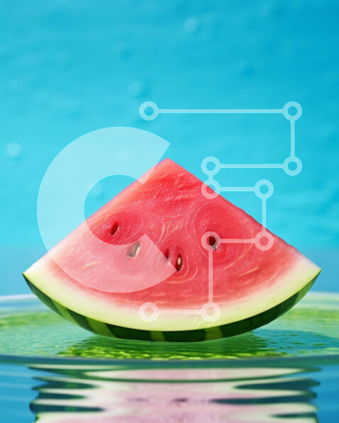 Refreshing Slice of Watermelon Floating in Water stock photo | Creative ...