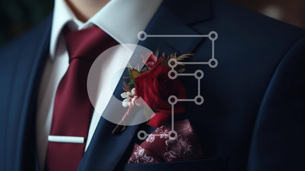 Elegant Man in Blue Suit with Red Roses stock photo | Creative Fabrica