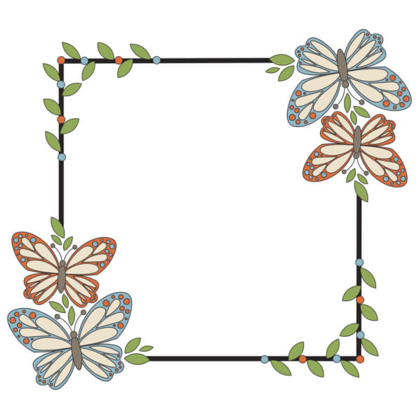 Download Decorative Square Frame with Butterflies and Leaves Frames ...