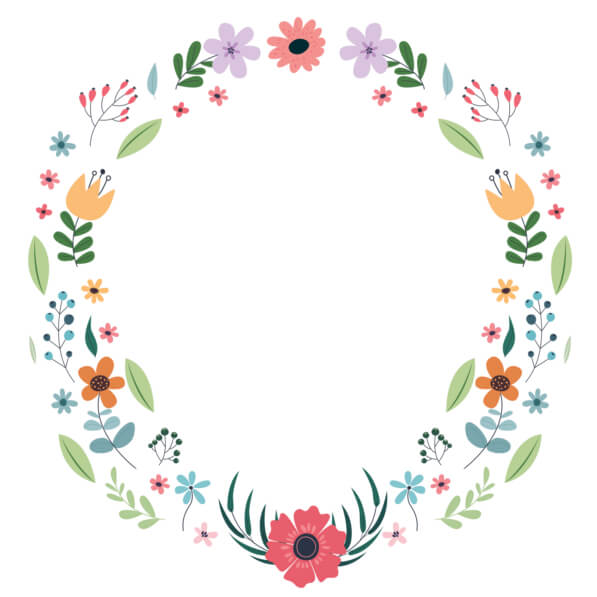 Download Colorful Floral Wreath Frames Online - Creative Fabrica