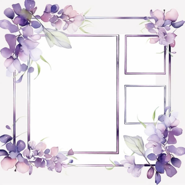Download Watercolor Frame with Purple Lilac Flowers Backgrounds Online ...
