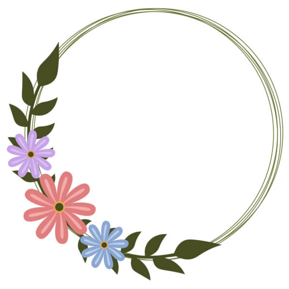 Download Round Frame with Colorful Flowers and Green Leaves Frames ...