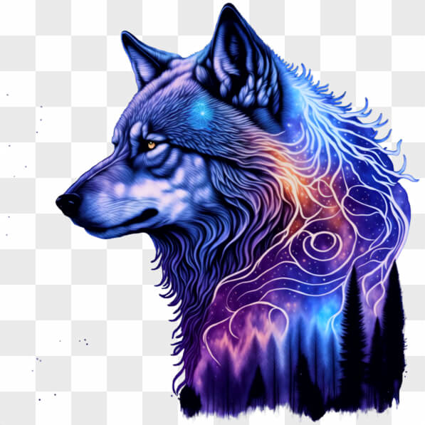 Download Wolf Head Image with Vibrant Colors PNGs Online - Creative Fabrica