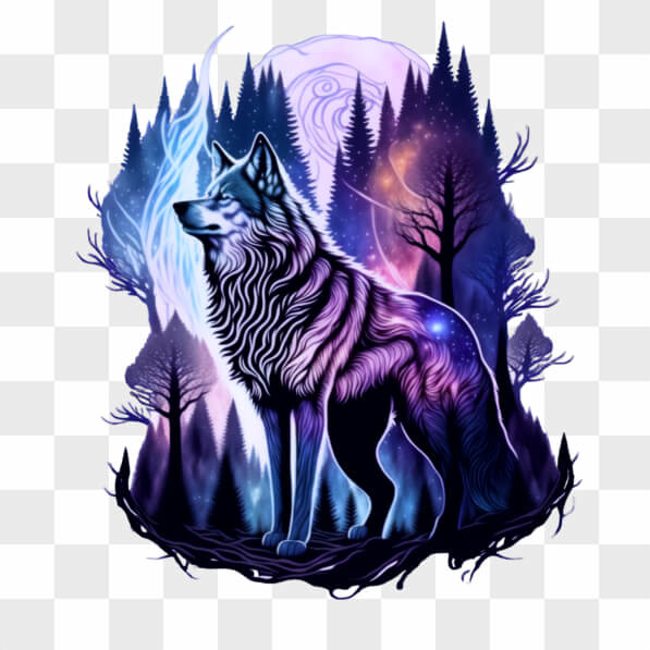 Download Mystical Wolf in the Woods PNGs Online - Creative Fabrica