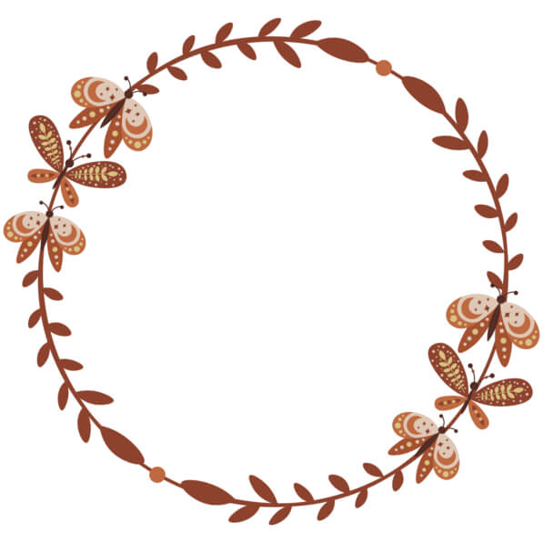 Download Circular Frame with Brown Leaves and Butterflies Frames Online ...