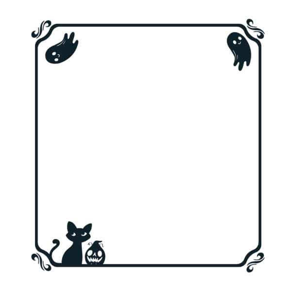 Download Halloween Frame with Black Cat and Ghosts Frames Online ...