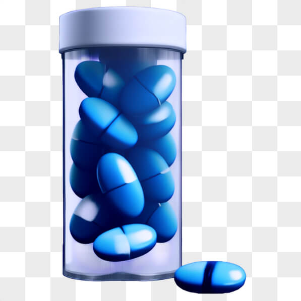 Download Glass Bottle of Blue Pills PNGs Online - Creative Fabrica