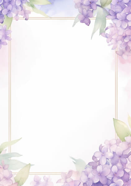 Scarica Cornice acquerellata con fiori viola di lillà e foglie Sfondi ...