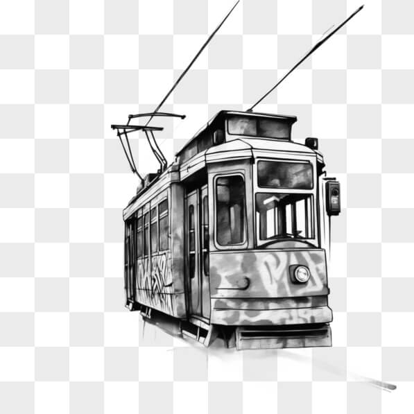 Download Vintage Drawing of Old Trolley Car with Graffiti Sketches ...