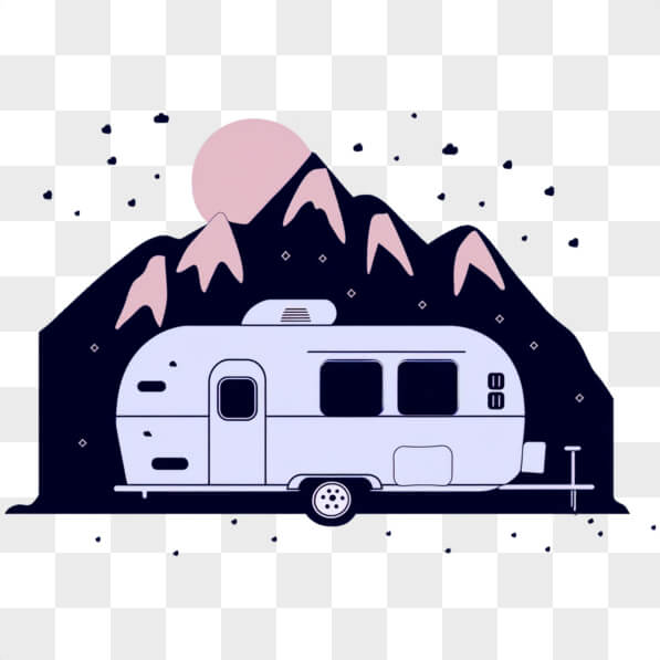 Download Airstream Camper in Mountain Landscape at Night PNGs Online ...