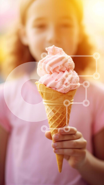 Young Girl with Pink Froyo Ice Cream Cone stock photo | Creative Fabrica