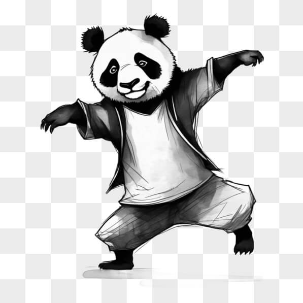 Download Playful Panda Dancing in Black and White Sketches Online ...