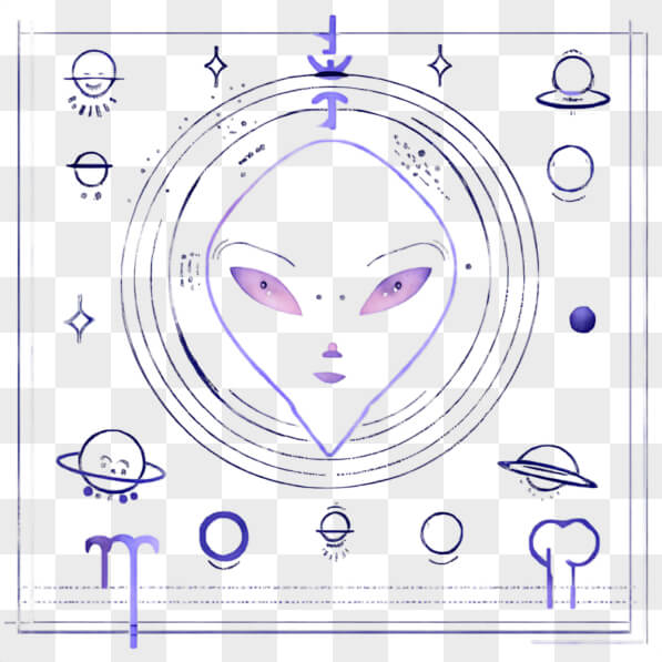 Download Abstract Alien with Zodiac Symbols PNGs Online - Creative Fabrica