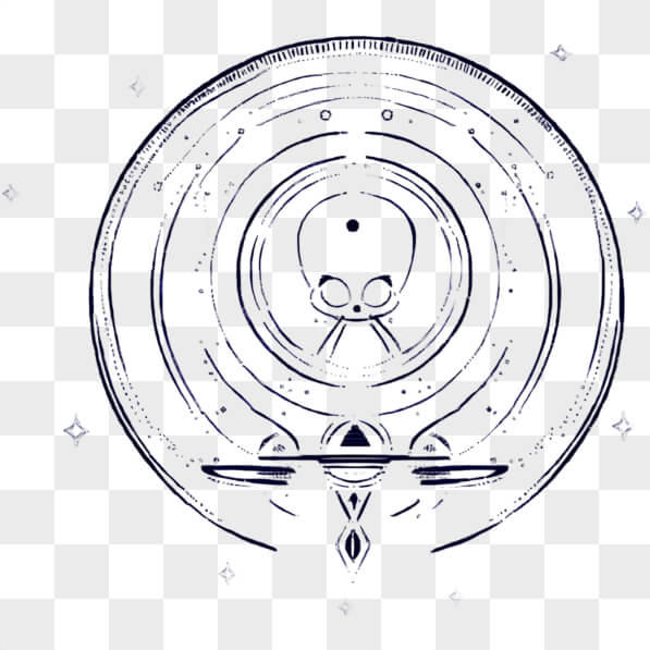 Download Circle with Alien Skull and Stars PNGs Online - Creative Fabrica