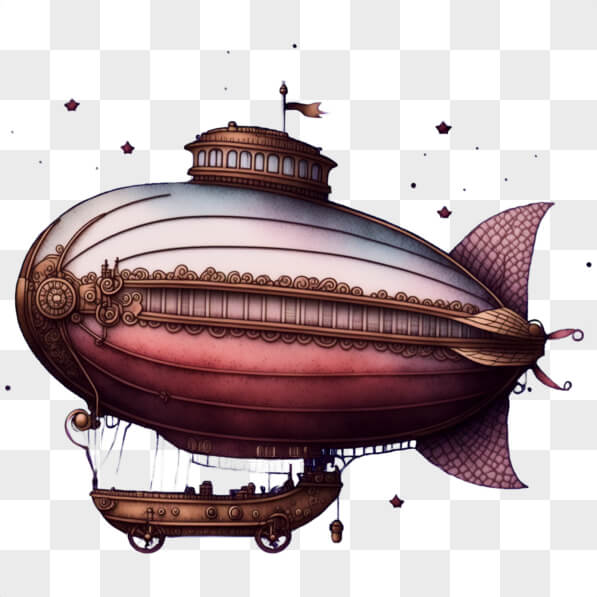 Download Steampunk Blimp Floating in Dark Sky PNGs Online - Creative ...