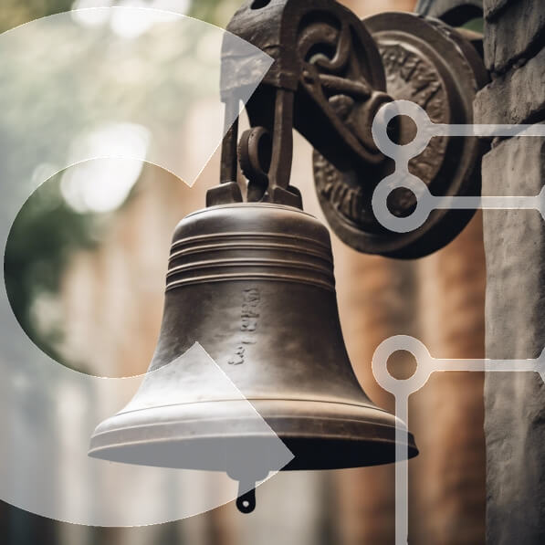 Large Metal Bell Hanging on Old Building stock photo | Creative Fabrica