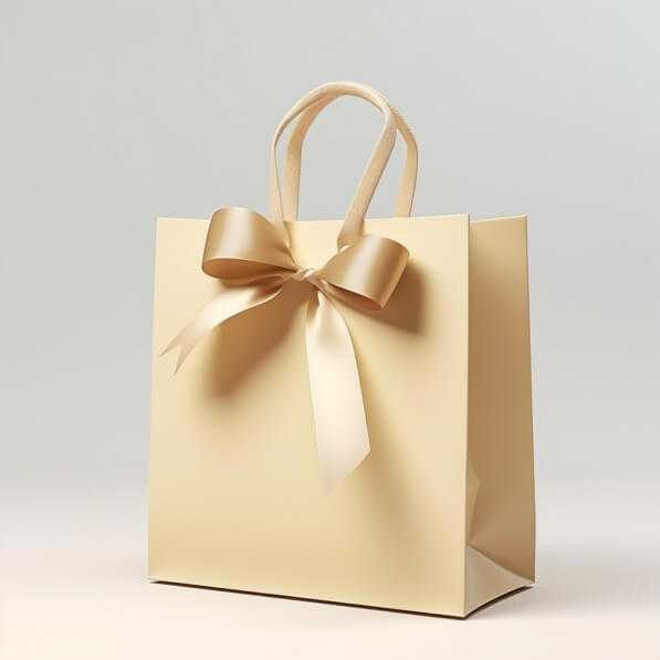 Download Beige Paper Bag with Gold Ribbon - 3D Rendering Mockups Online ...