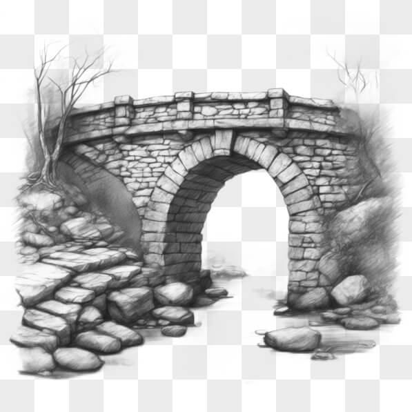 Download Old Stone Bridge Drawing Sketches Online - Creative Fabrica