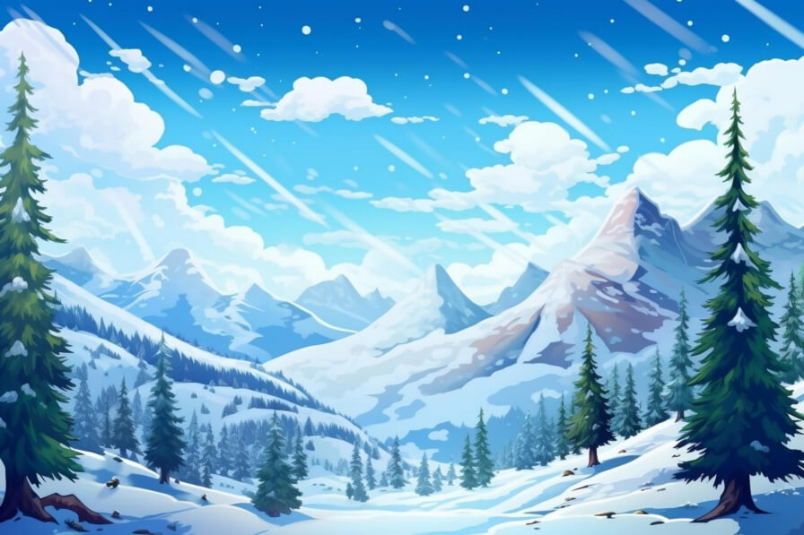 Download Snowy Mountain Landscape with Trees and Mountains Backgrounds ...