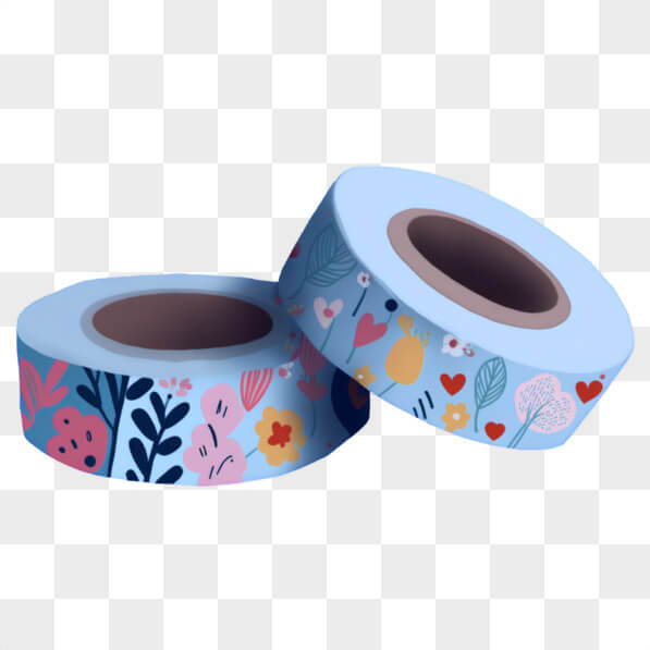 Download Blue Washi Tape Rolls with Floral Patterns PNGs Online ...