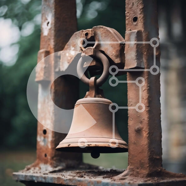 Download Rusty Bell on Old Metal Post Stockphotos Online - Creative Fabrica