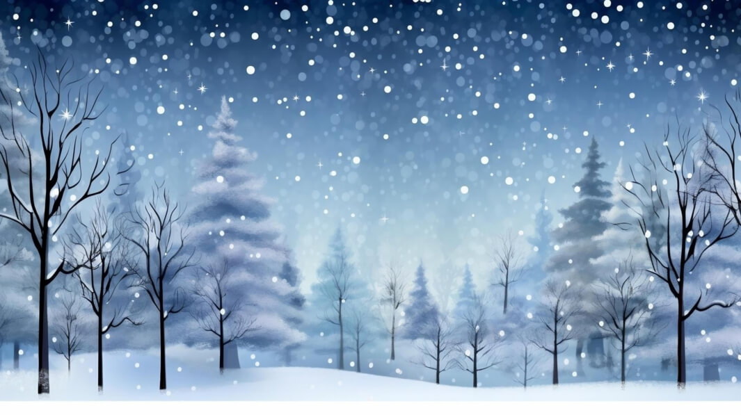 Download Snowy Winter Landscape with Trees and Falling Snowflakes ...
