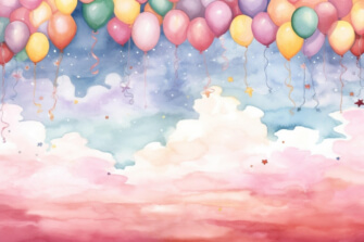 Download Watercolor Background with Balloons and Presents Backgrounds ...