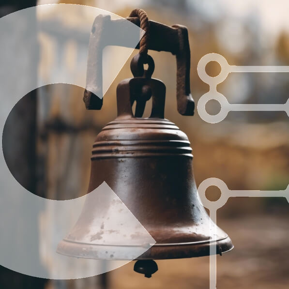 Old Rusty Bell on Wooden Fence stock photo | Creative Fabrica