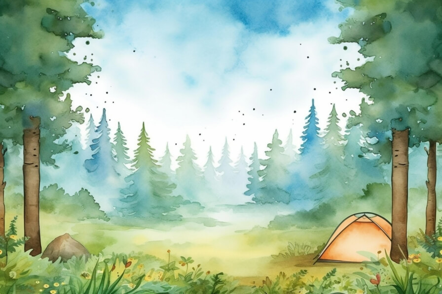 Download Watercolor Painting of Tent in Forest Backgrounds Online ...