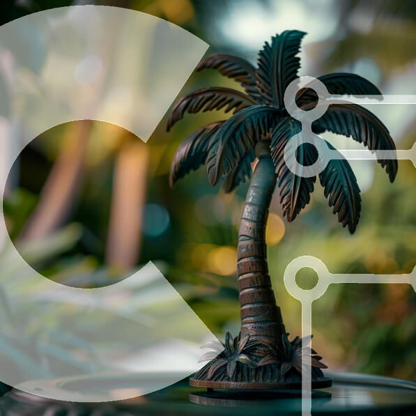 Small Palm Tree Statue in Botanical Garden stock photo | Creative Fabrica
