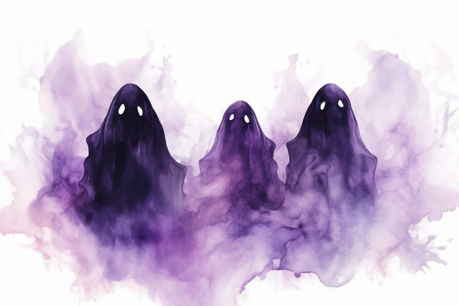Download Three Purple Ghosts Floating on White Background Backgrounds ...