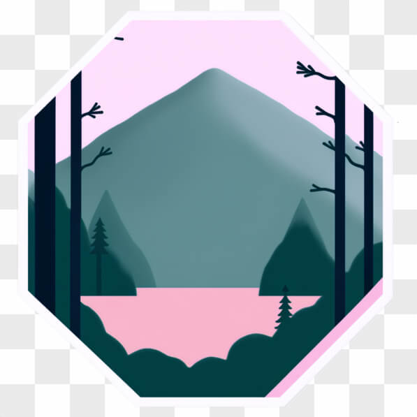 Download Natural Octagonal Shape with Pink Lake and Mountains PNGs ...