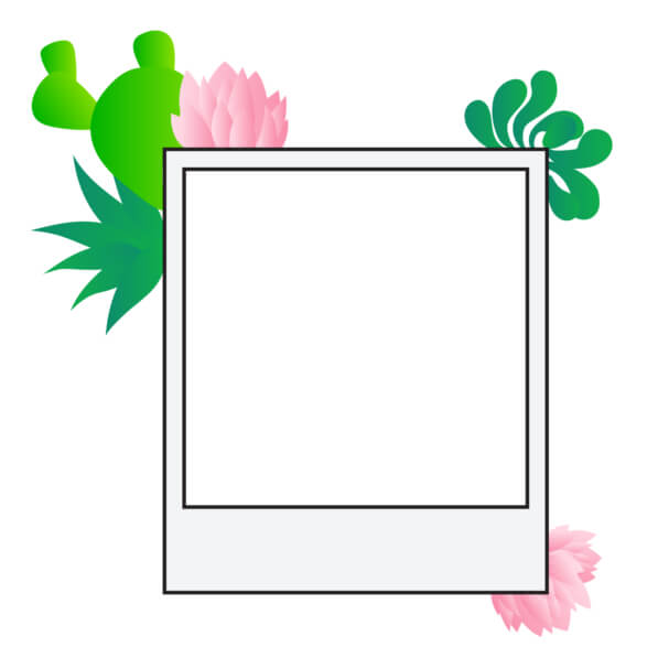 Download Botanical Polaroid Frame with Cactus and Flowers Frames Online ...