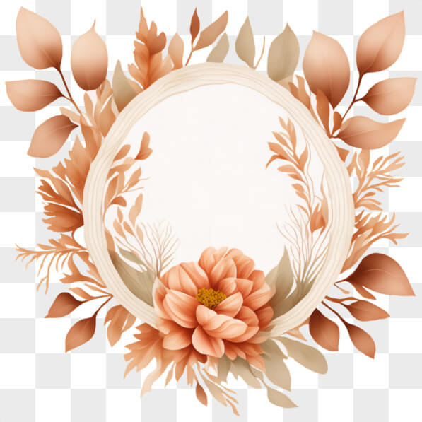 Download Round Floral Frame with Orange Flower PNGs Online - Creative ...