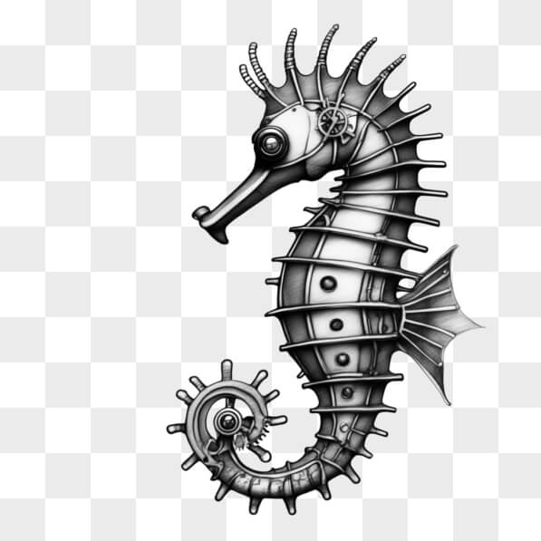 Download Black and White Steampunk Seahorse Drawing Sketches Online ...