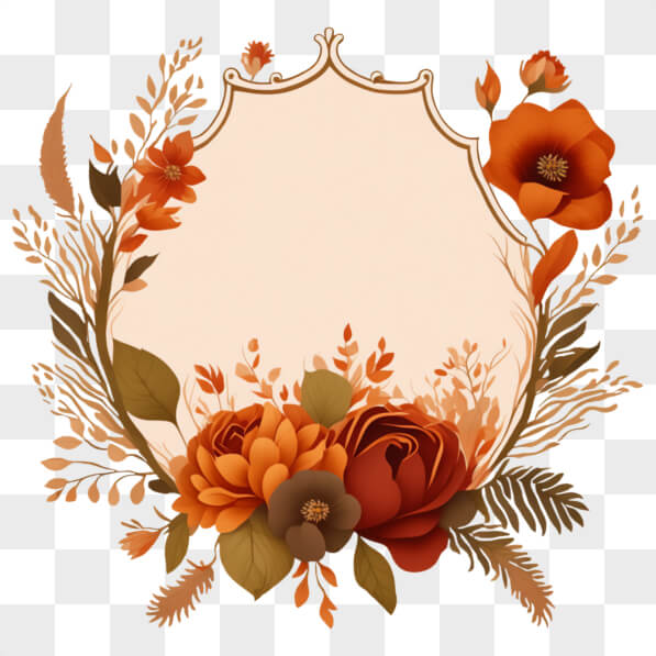 Download Decorative Frame with Orange and Brown Flowers PNGs Online ...