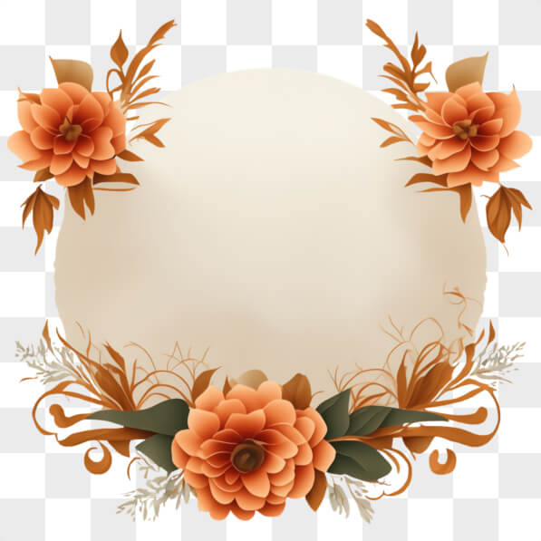 Download Circular Frame with Orange Flowers and Green Leaves PNGs ...