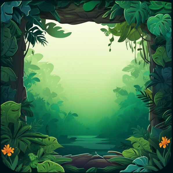Descarga Marco de dibujos animados en la selva con plantas y flores ...