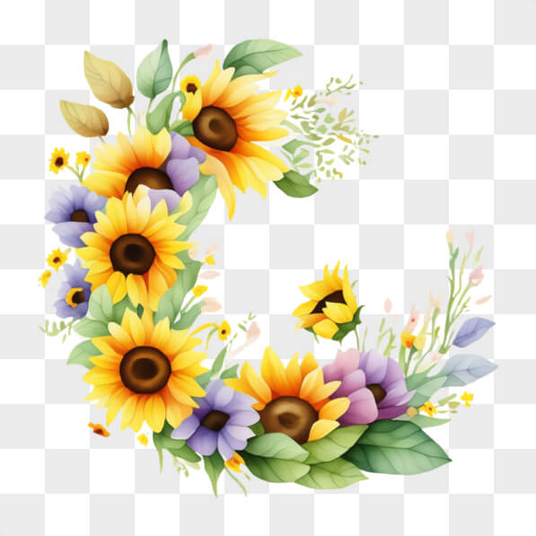 Download Floral Arrangement of Sunflowers and Flowers in the Shape of ...