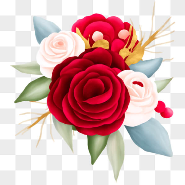 Download Bouquet of Red, White, and Green Roses PNGs Online - Creative ...